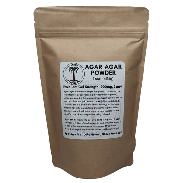 Agar Agar Powder 16oz 1 lb - Excellent Gel Strength 900g/cm2 - Walmart.com