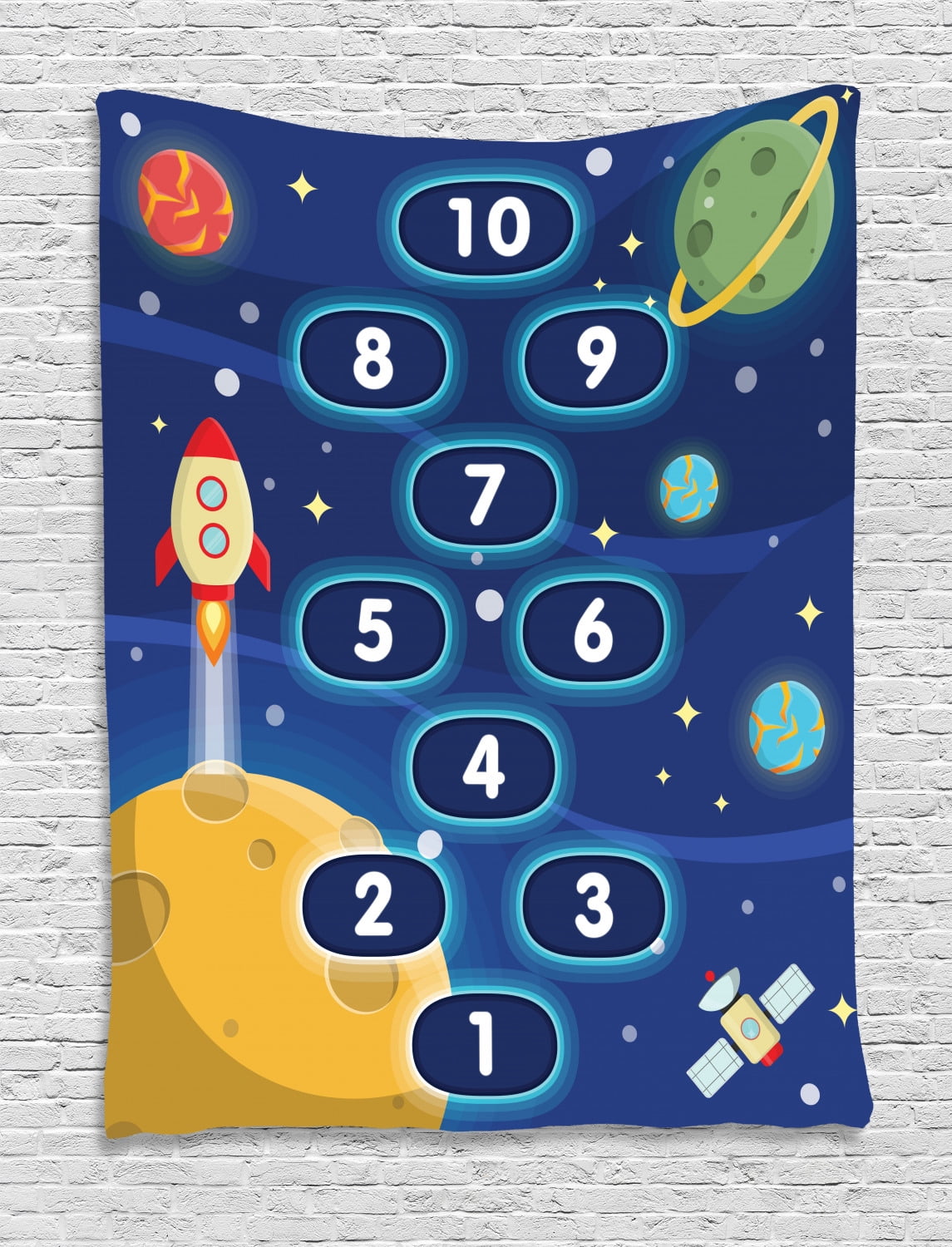 Kid's Activity Tapestry, Children Activity Hopscotch Game in Space ...