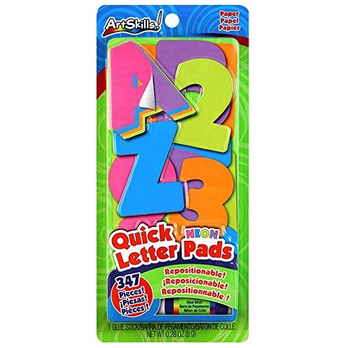 ArtSkills Neon Poster Letters 4 Neon Colors 345 Pieces 1 Glue Stick (PA-1225) - Walmart.com