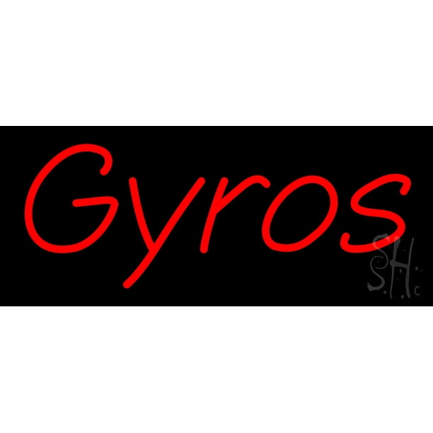 Gyros LED Neon Sign 10 x 24 - inches, Black Square Cut Acrylic Backing ...