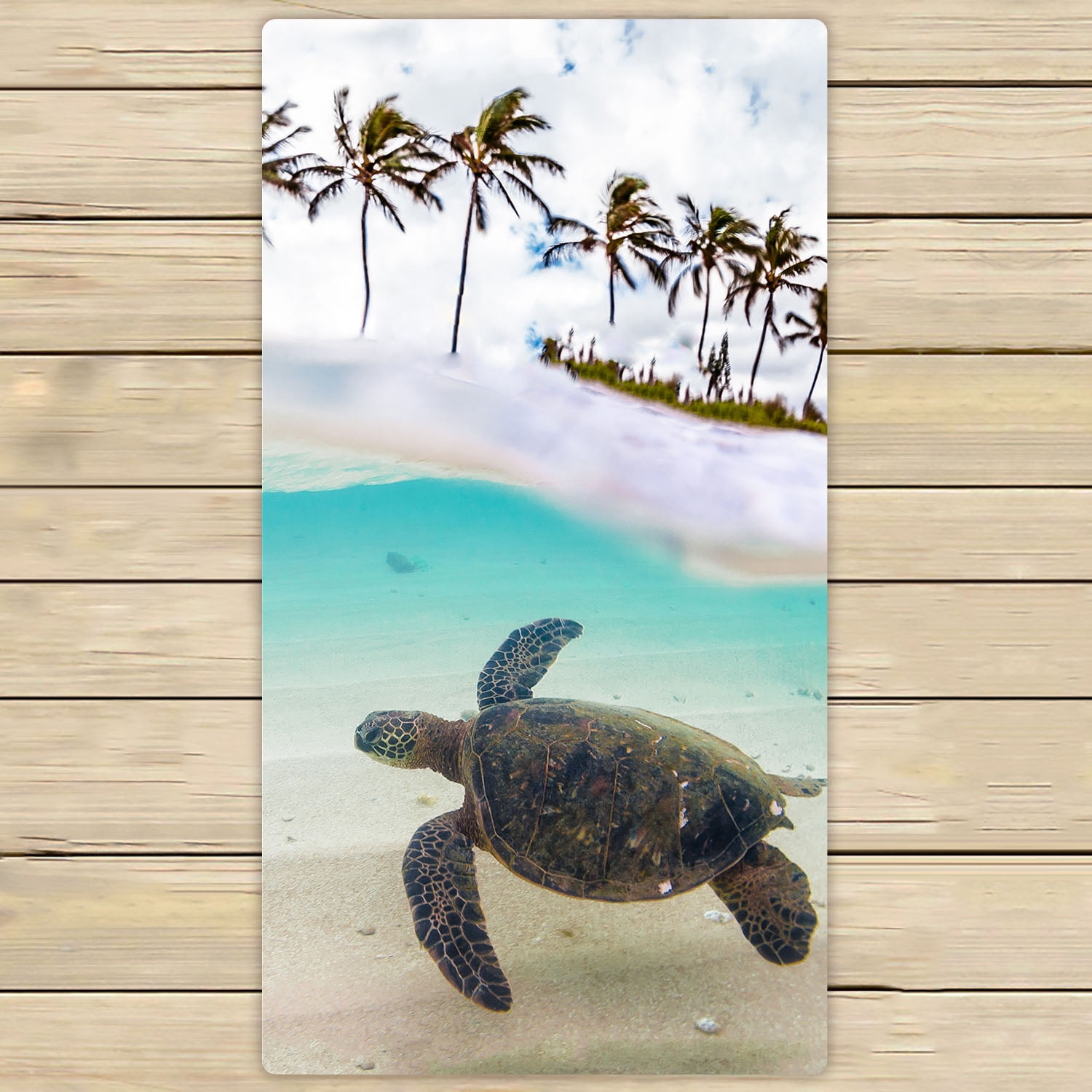 YKCG Tropical Sand Beach Palm Tree Underwater Sea Turtle Hand Towel ...