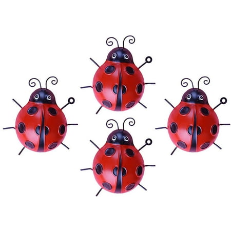 Metal Ladybugs Garden Wall Art Iron Ladybugs 3D Sculpture Red Ladybug ...