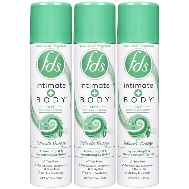 FDS Intimate + Body Dry Feminine Deodorant Spray, Delicate Breeze, 3 ...