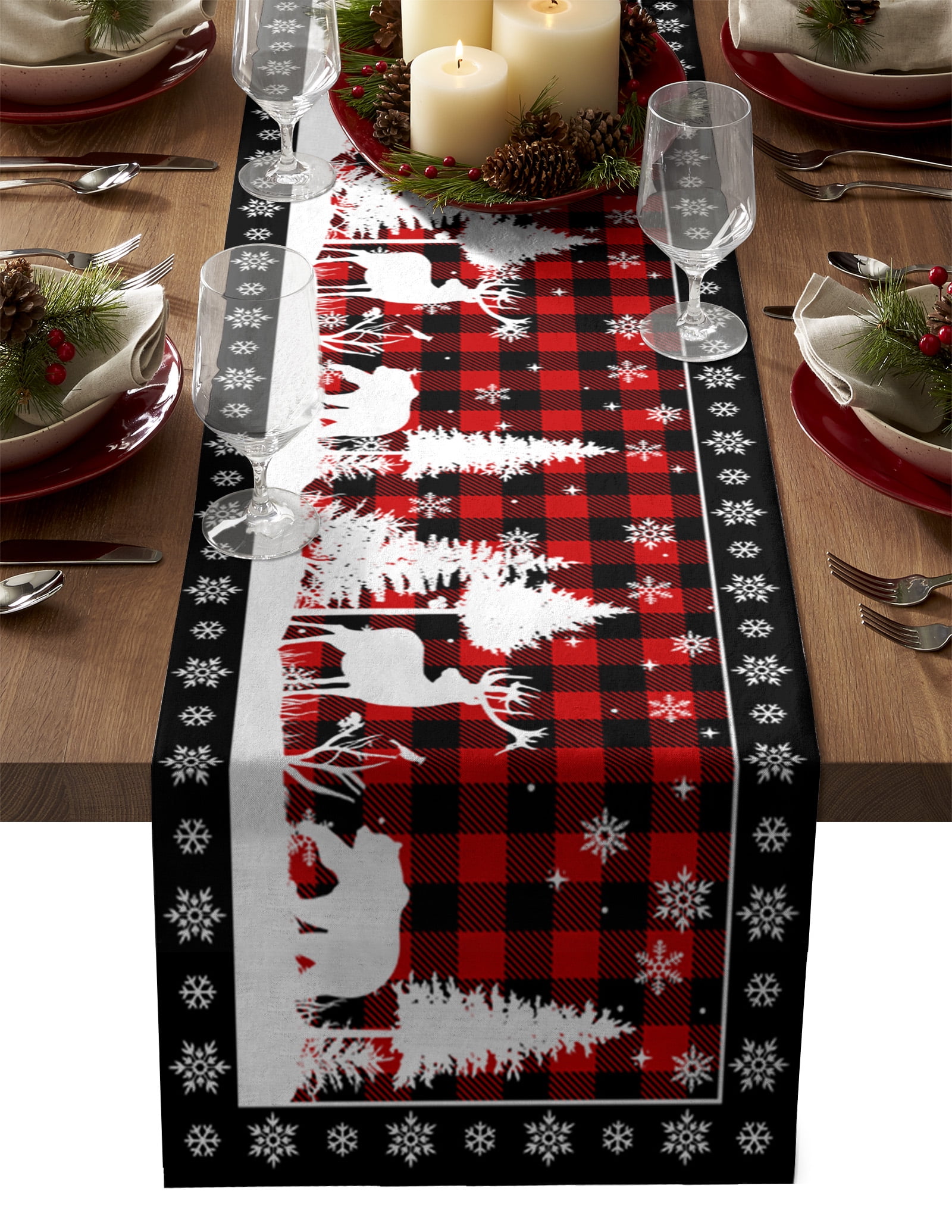 Christmas Table Runner, Plaid Table Runner for Farmhouse Holiday ...