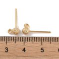 Brass Stud Earring Findings with Loop Texture Round Real 18K Gold ...