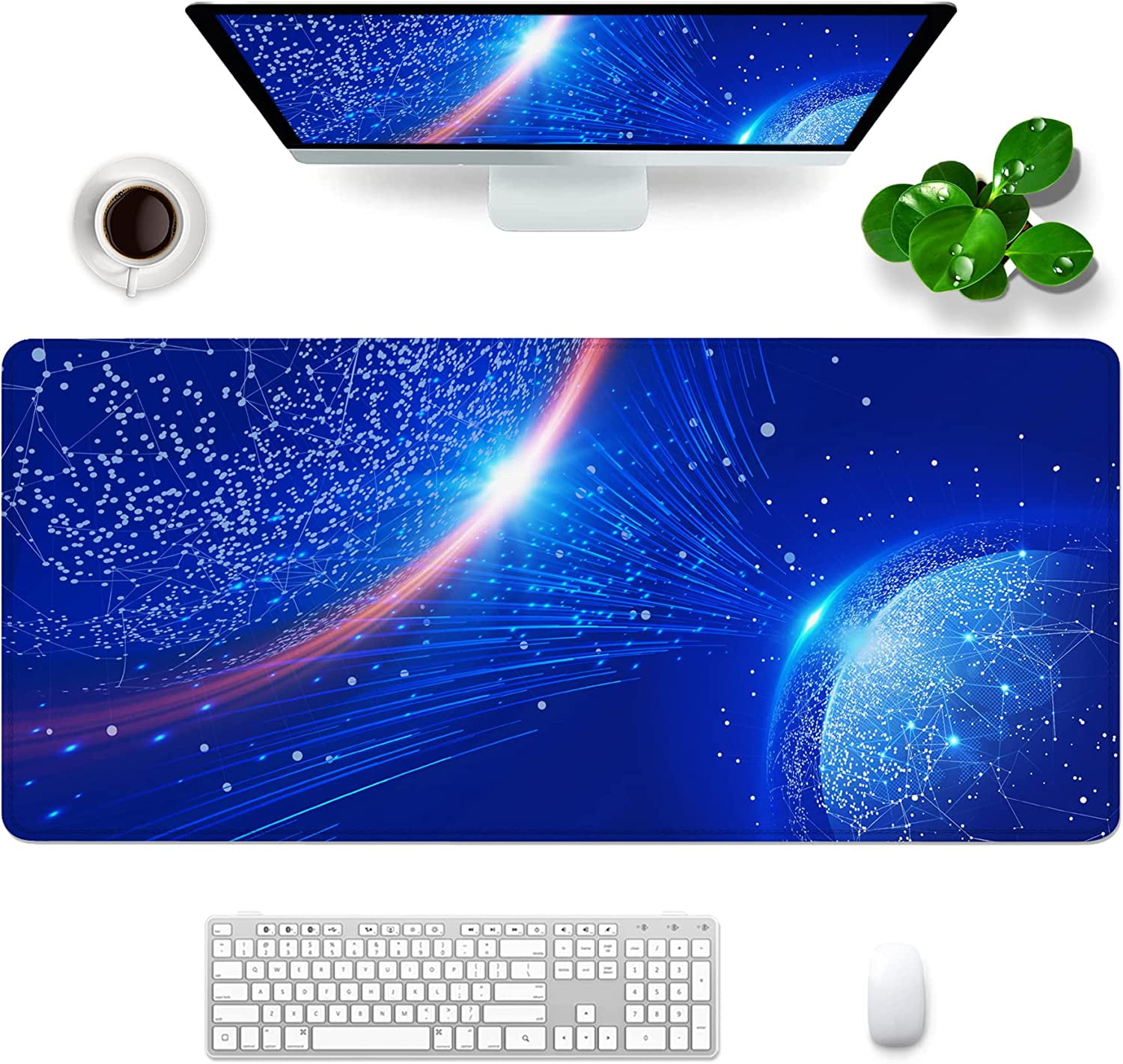 Blue Gaming Mouse Pad XXL Large Mouse Pad 35x15.7x0.12 inch Extra Large ...
