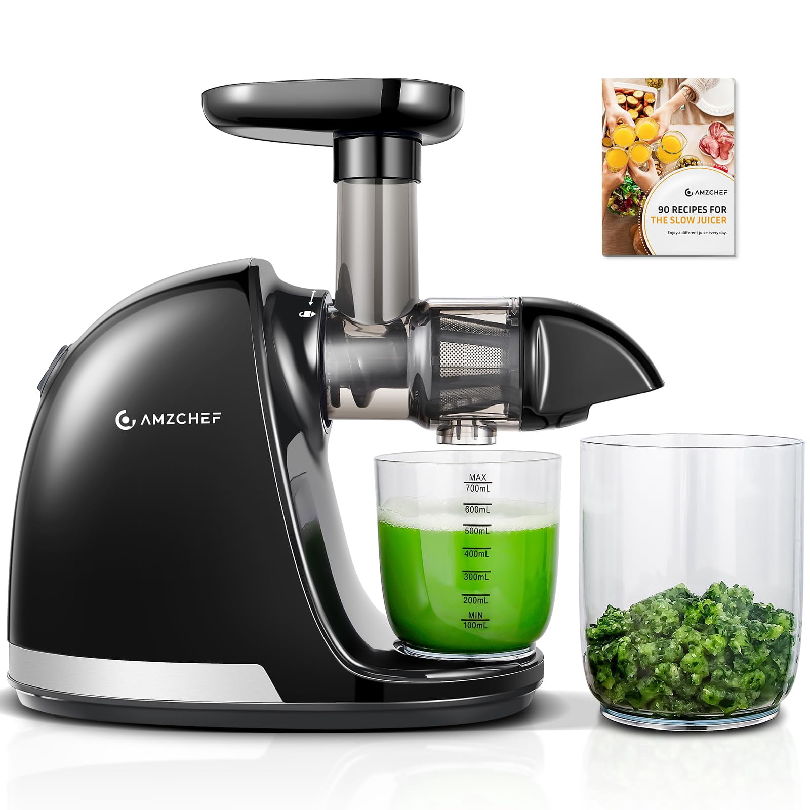 Extractor de jugos AMZCHEF de prensado en frío y masticación lenta, 110 ...