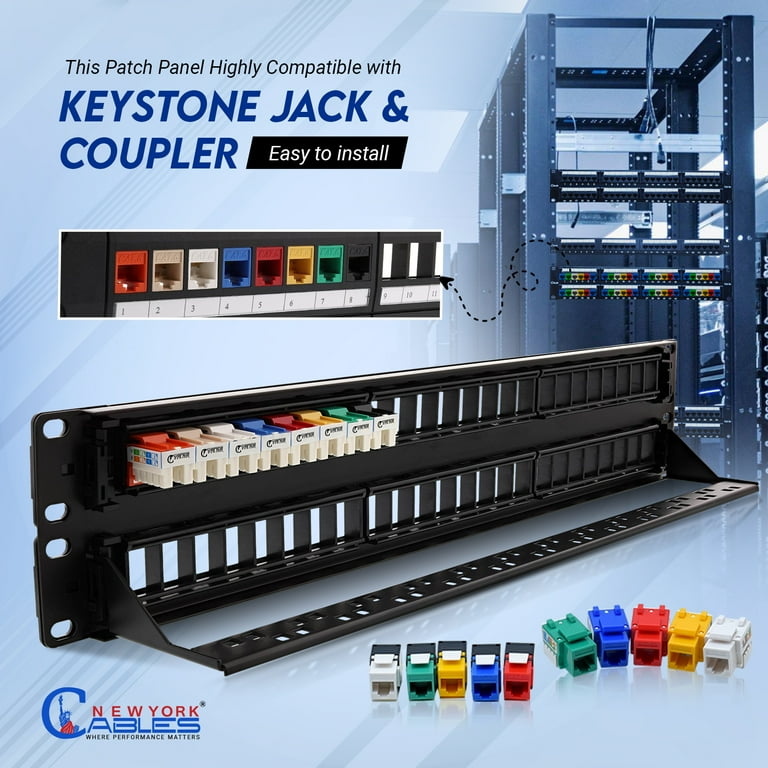 24 Patch Panel 48 Port Keystone Patch Panel 2U - Snap-in Network Panel ...