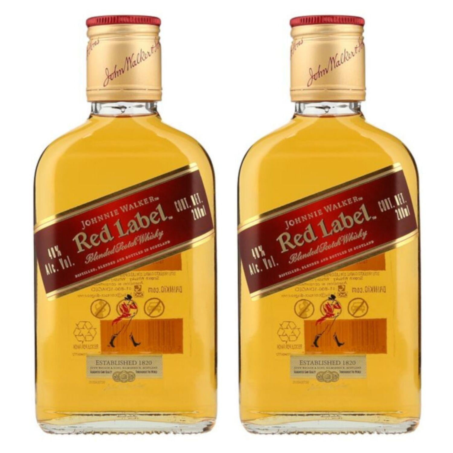 Pack de 2 Whisky Johnnie Walker Red vidrio 200 ml | Walmart en línea