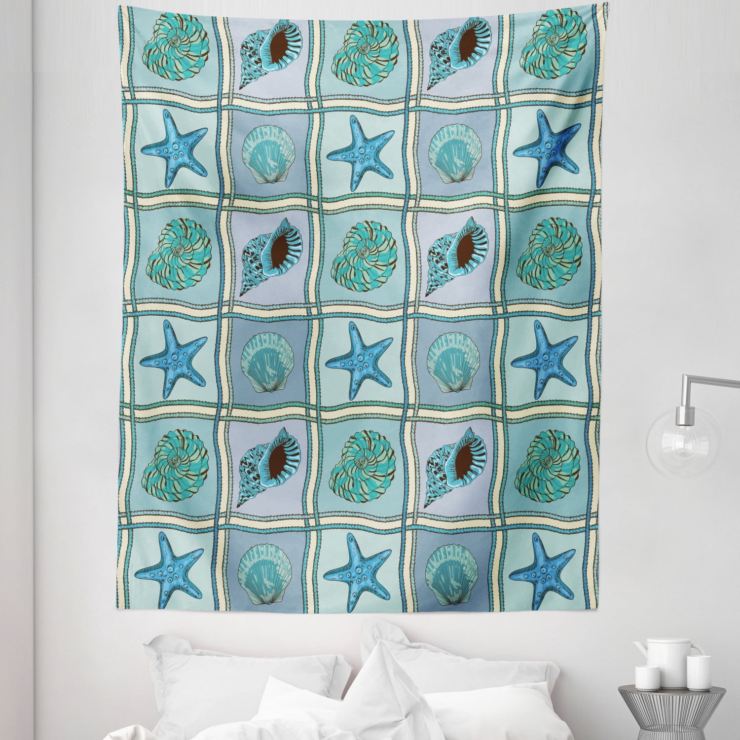 Starfish Tapestry, Marine Patchwork Style Inspired Pattern with ...