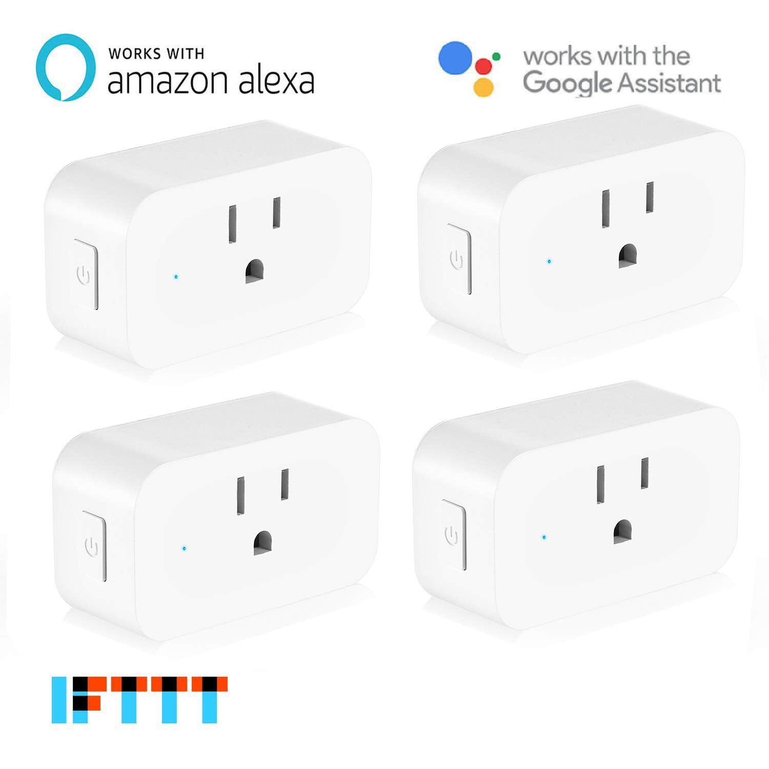 4PCS 4 PACK 15A 1800W WiFi Smart Plug Mini, Alexa and Google Voice ...