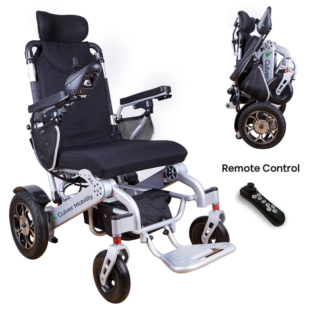 Culver Led Professional Led Lighting Solutions Shawk Silver Reclining Folding Lightweight Electric Power Wheelchair 500w Motor 330 Lbs Capaticity