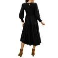 Mengpipi Women's Vintage Casual Long Sleeve Midi Dress, Smocked Flowy ...