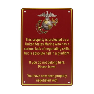 US Marine Corps Tin Metal Round Dome Button Sign USMC Emblem Home Bar ...