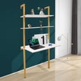 Wall Mount Writing Table 3-tier Computer Desk Storage Home Office w ...