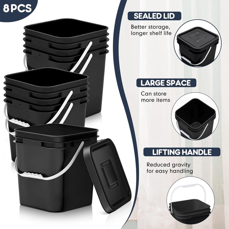 3 Gallon Bucket With Lid 3.5 Gallon Square Food Storage Bucket With Lid ...