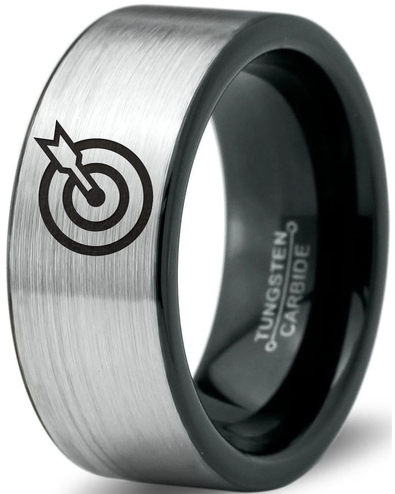 Tungsten Bullseye Arrow Archery Band Ring 8mm Men Women Comfort Fit ...
