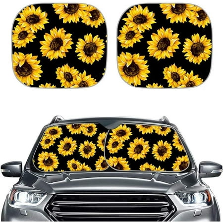 XBRW Sunflower Car Windshield Sun Shade,2 Pack Front Window Sun Shade ...