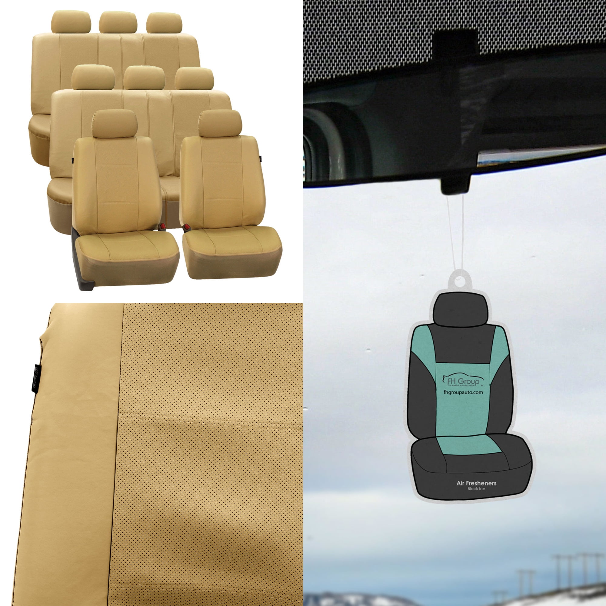 FH Group, 3 Row 8 Seaters SUV Van Seat Covers Beige w/ Free Air ...