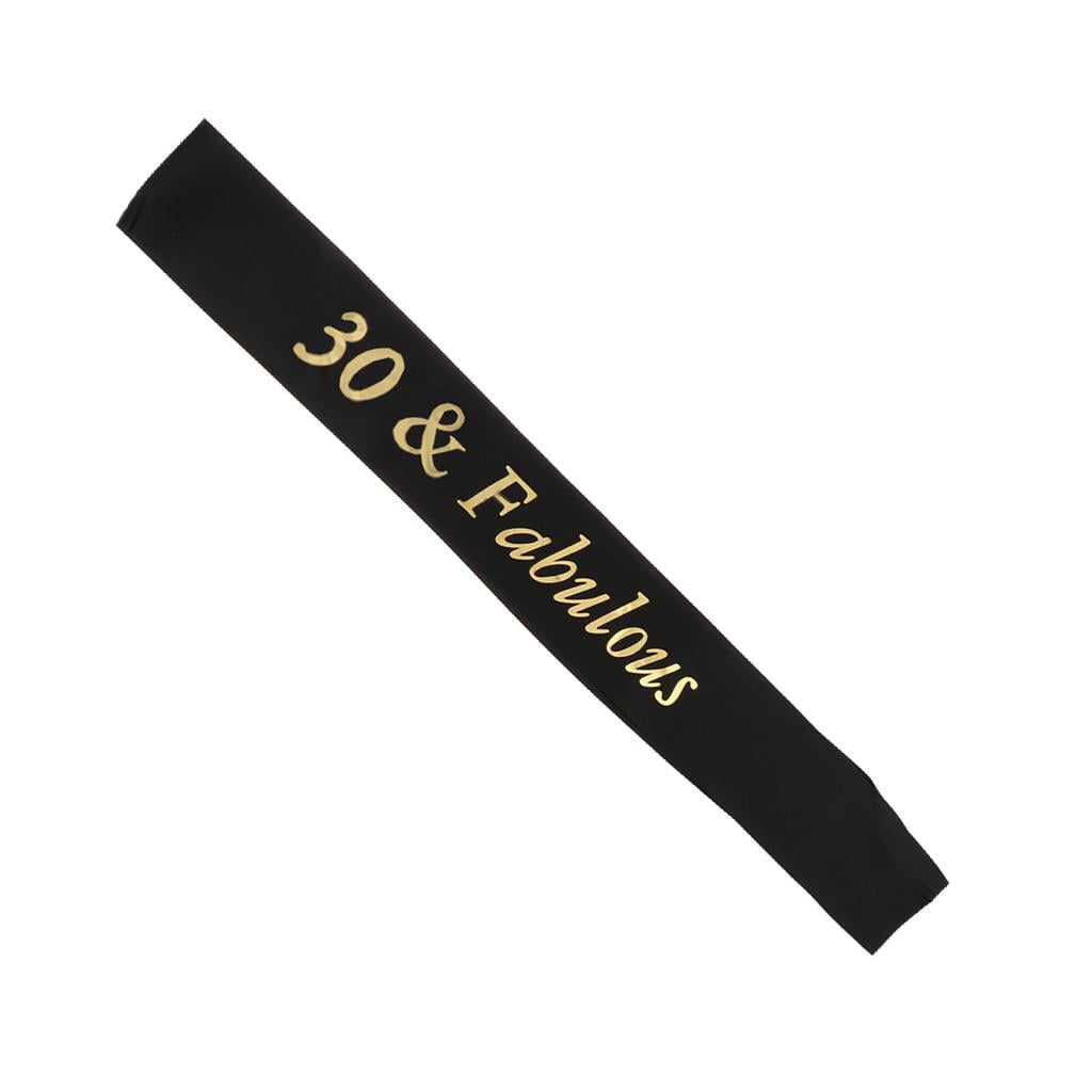 Gold Numbers Satin Sash for Birthday Anniversary 30, 63 x 3.7 inch ...