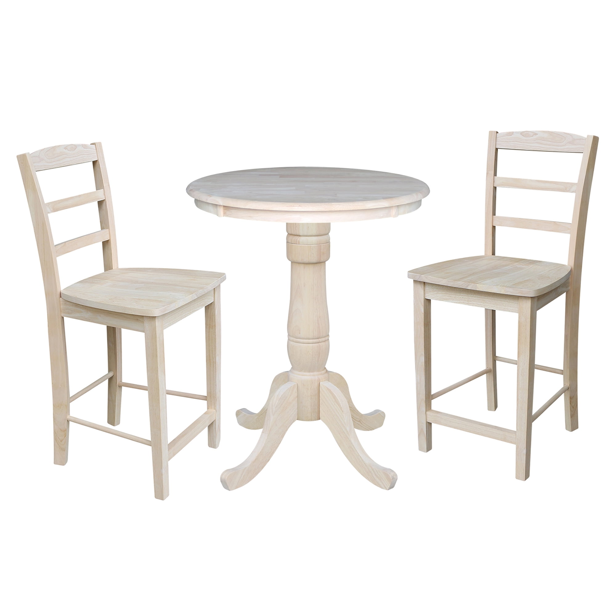 30" Round Pedestal Counter Height Table with 2 Madrid Stools ...