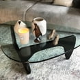 "Elegant Black Cottinch 50"" Transparent Top Coffee Triangle Glass ...