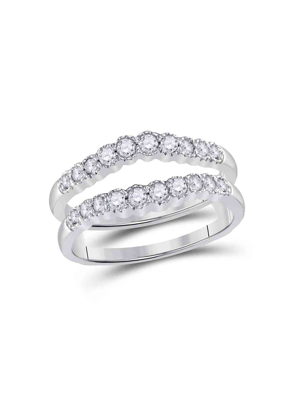 Fb Jewels 14kt White Gold Womens Round Diamond Wrap Ring Guard Enhancer