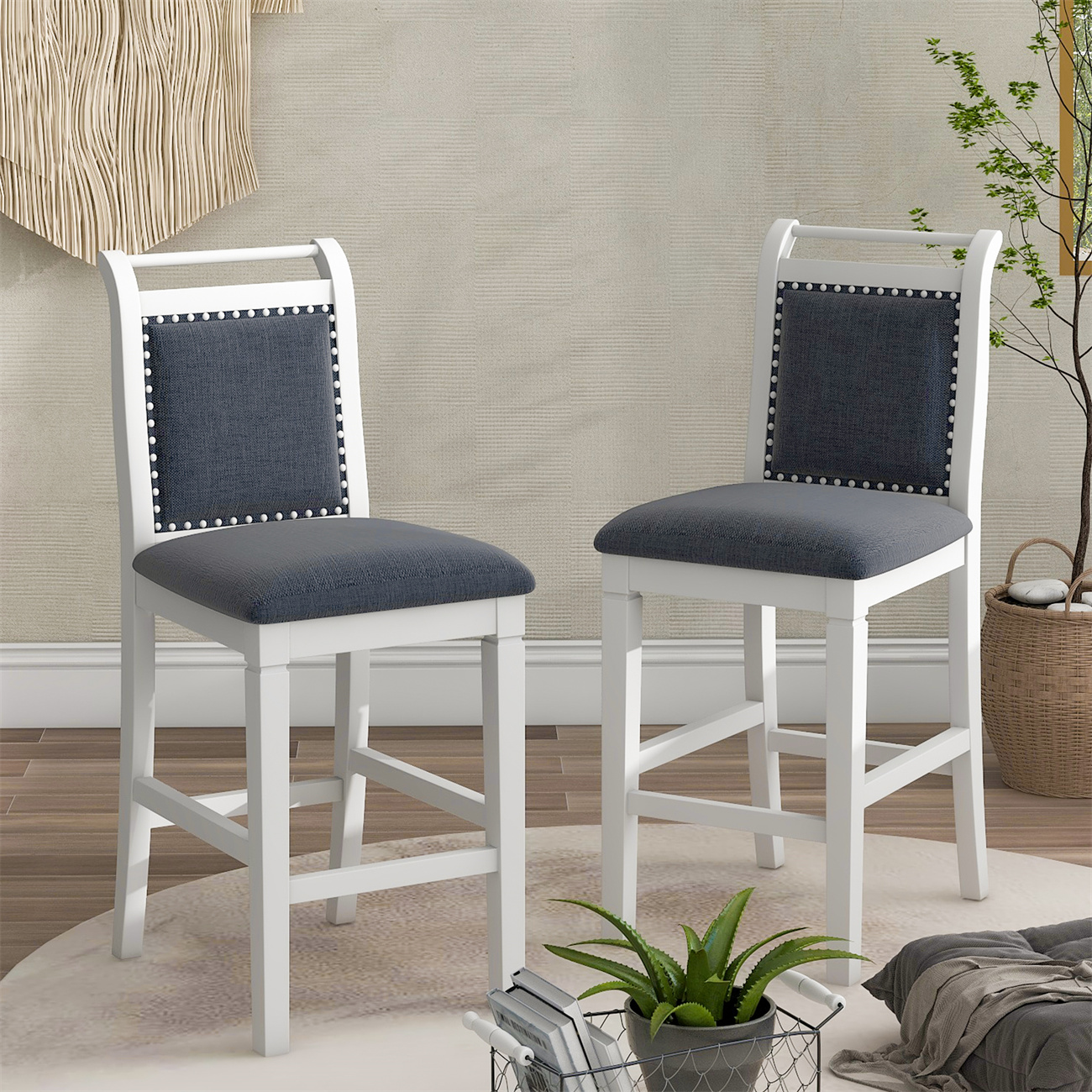 Dining Chairs Set of 2, Upholstered Kitchen Chairs with Back and ...