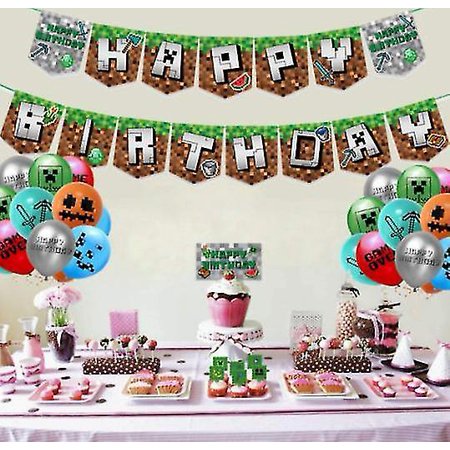 Minecraft Birthday Party Party Games Pixel Style Supplies Game Party ...