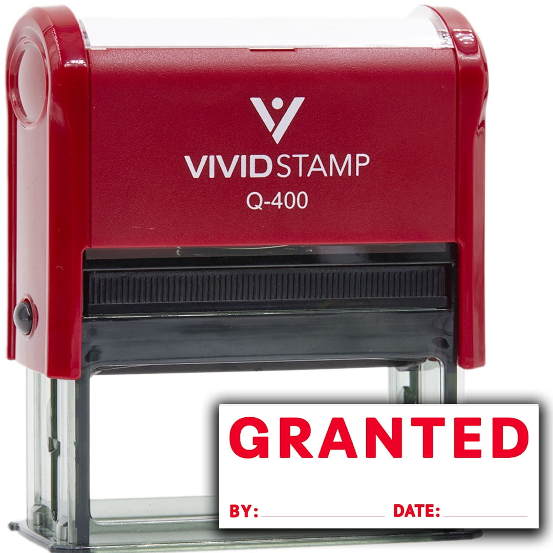 Vivid Stamp Granted By Date Self Inking Rubber Stamp (Red Ink) - Q-400 ...