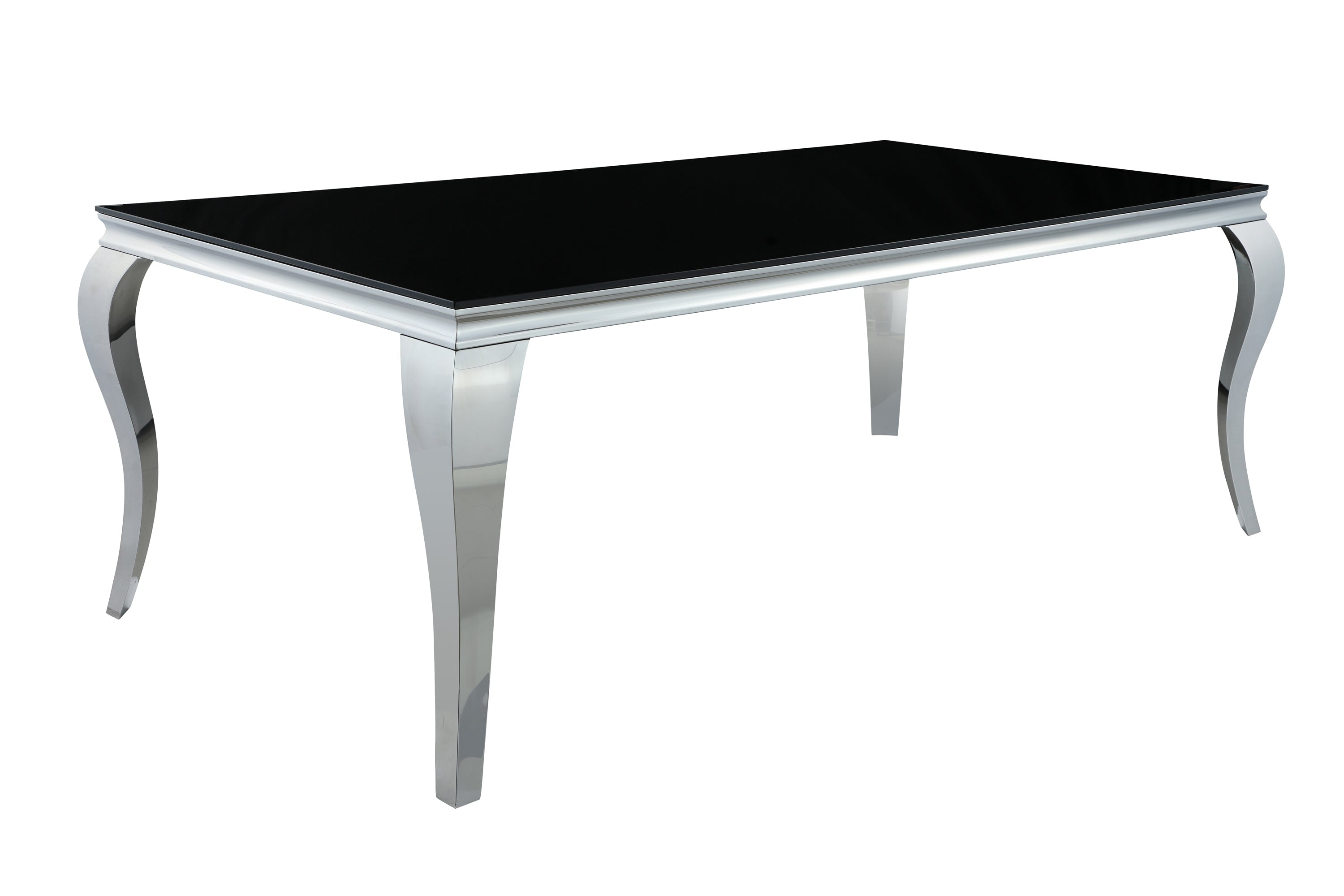 Carone Rectangular Glass Top Dining Table Black and Chrome - Walmart.com