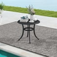 24 Inch Patio Side Table, Cast Aluminum End Table with Adjustable ...