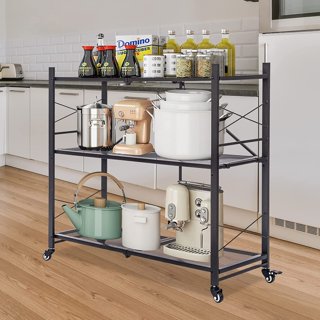 Everyday Home Portable Plastic Shelving Unit Organizer with 3 Large ...