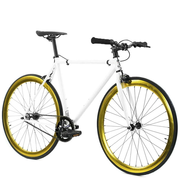 Golden Cycles Single Speed Fixed Gear Bike with Front & Rear Brakes ...