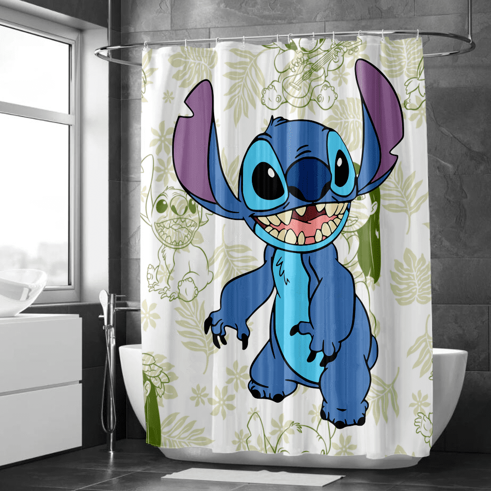 Fnyko Lilo And Stitch Shower Curtain Set Cartoon Bathroom Decor Curtain