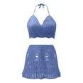 Icvfdpl Womens Tankinis Sets Females Crocheted Hollowed Out Two Piece