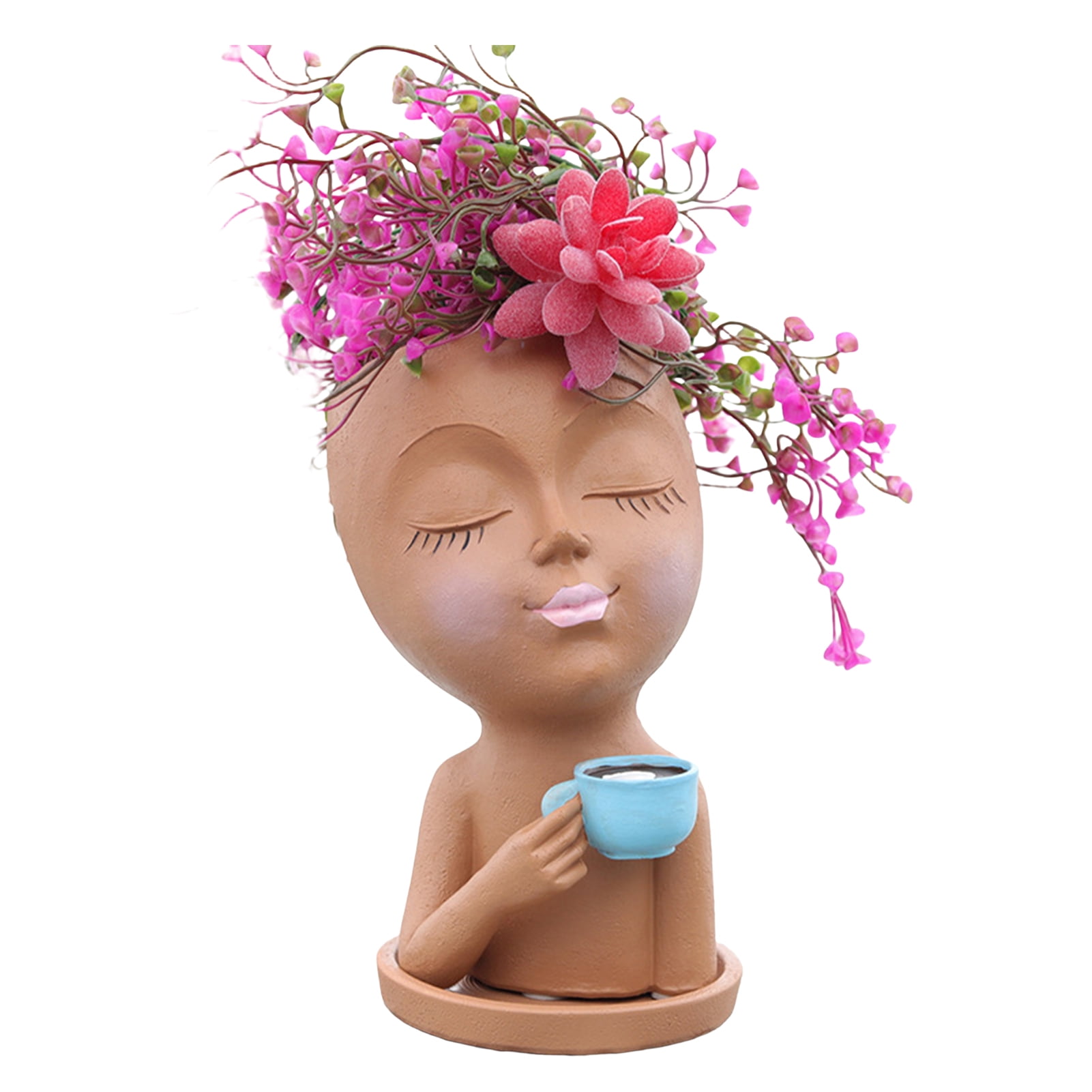 Hesroicy Resin Flower Vase with Large Capacity, Adorable Coffee Girl ...