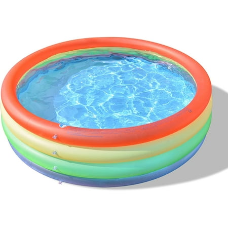 Inflatable Kiddie Pool Blow Up Paddling Pool 59" X 16" Portable 4 Ring ...