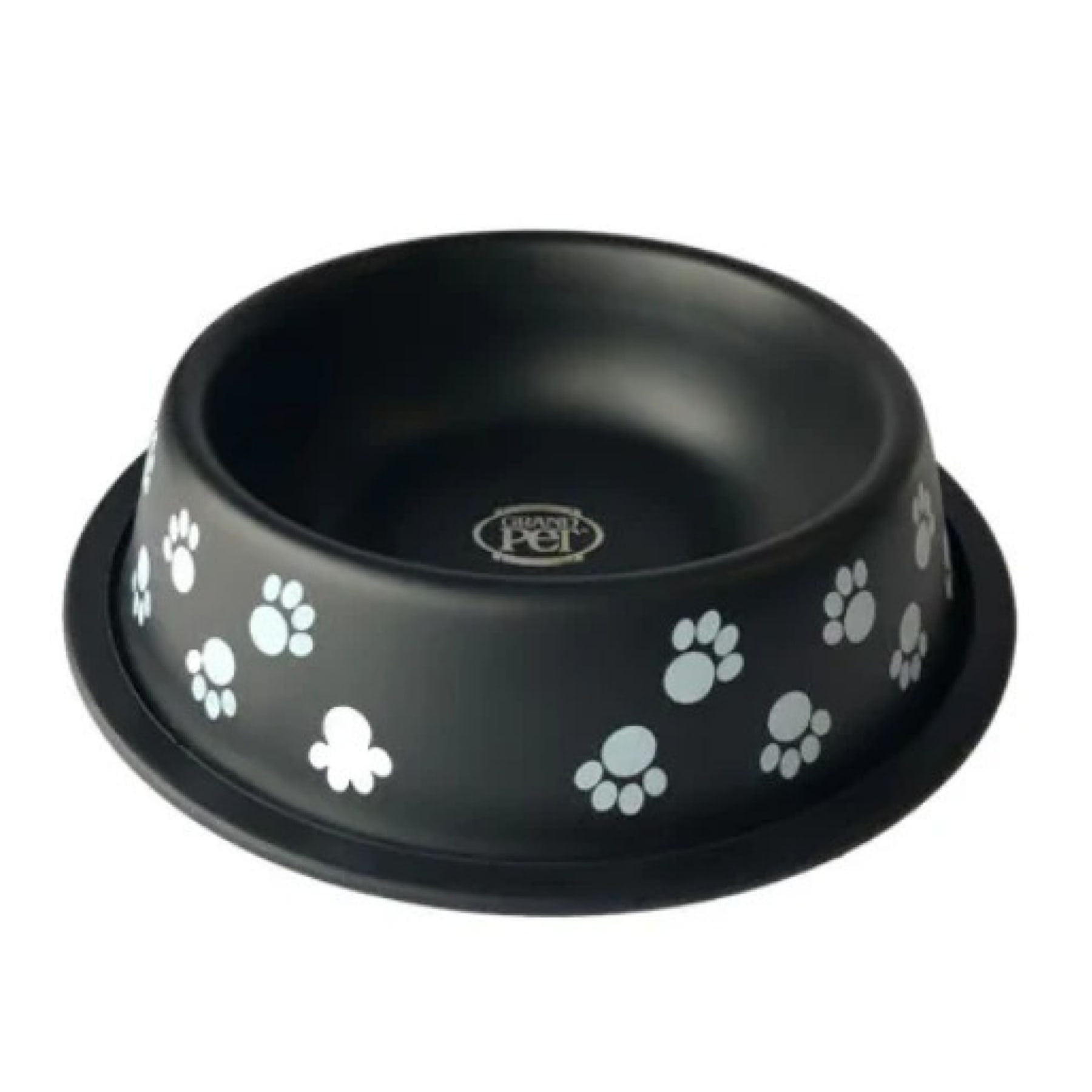 Tazón Para Perro Grand Pet Color negro mate con Huellas blancas 0.7 l ...