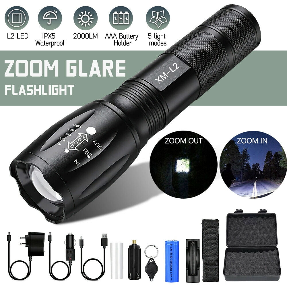 Military Tactical Flashlight 5 Modes Zoomable Adjustable Focus - Ultra ...