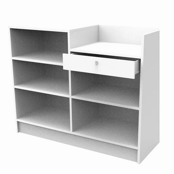 48 in. X 18 in. X 38 in. Cash Wrap Counter with 3 Shelves & Lock, Black ...
