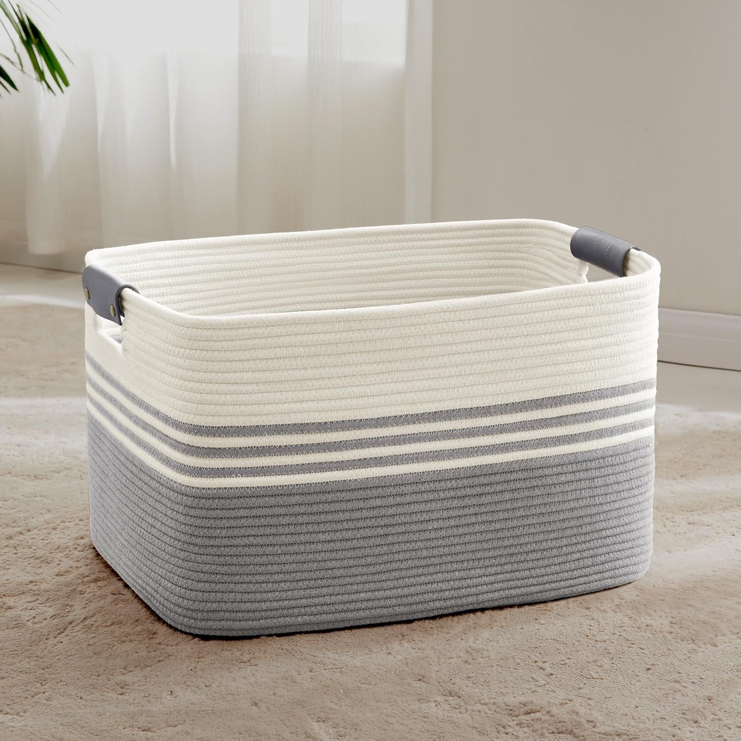 Click here for Biwat 72l Large Laundry Basket With Leather Handle... prices
