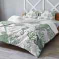 4 Piece Duvet Cover Set Queen, Watercolor Green Gray Marine Life Soft ...