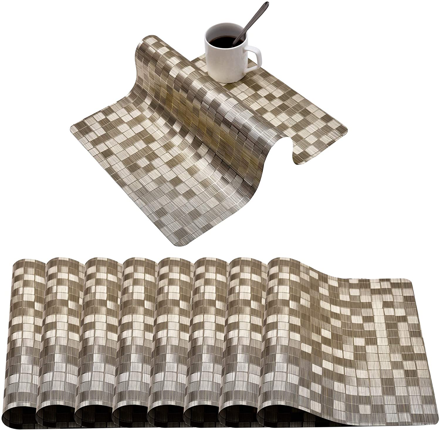 PVC Placemats Set of 8 for Dining Table Coffee Table Kitchen Mats Heat ...