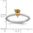 Sterling Silver Rhodium-Plated Polished Pear Citrine & White Topaz Ring ...