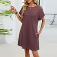 Fesfesfes Women Fashion Solid Color Round Neck Short Sleeve Sleepshirt ...