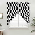 Black White Grid Swag Valances for Windows 36 inches Long, Deformed ...
