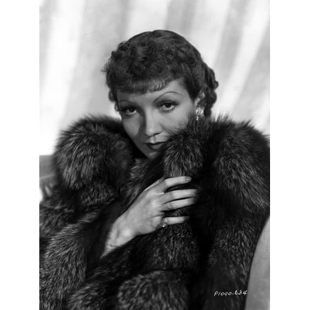 Claudette Colbert in Fur Dress with White Background Photo Print (8 x ...