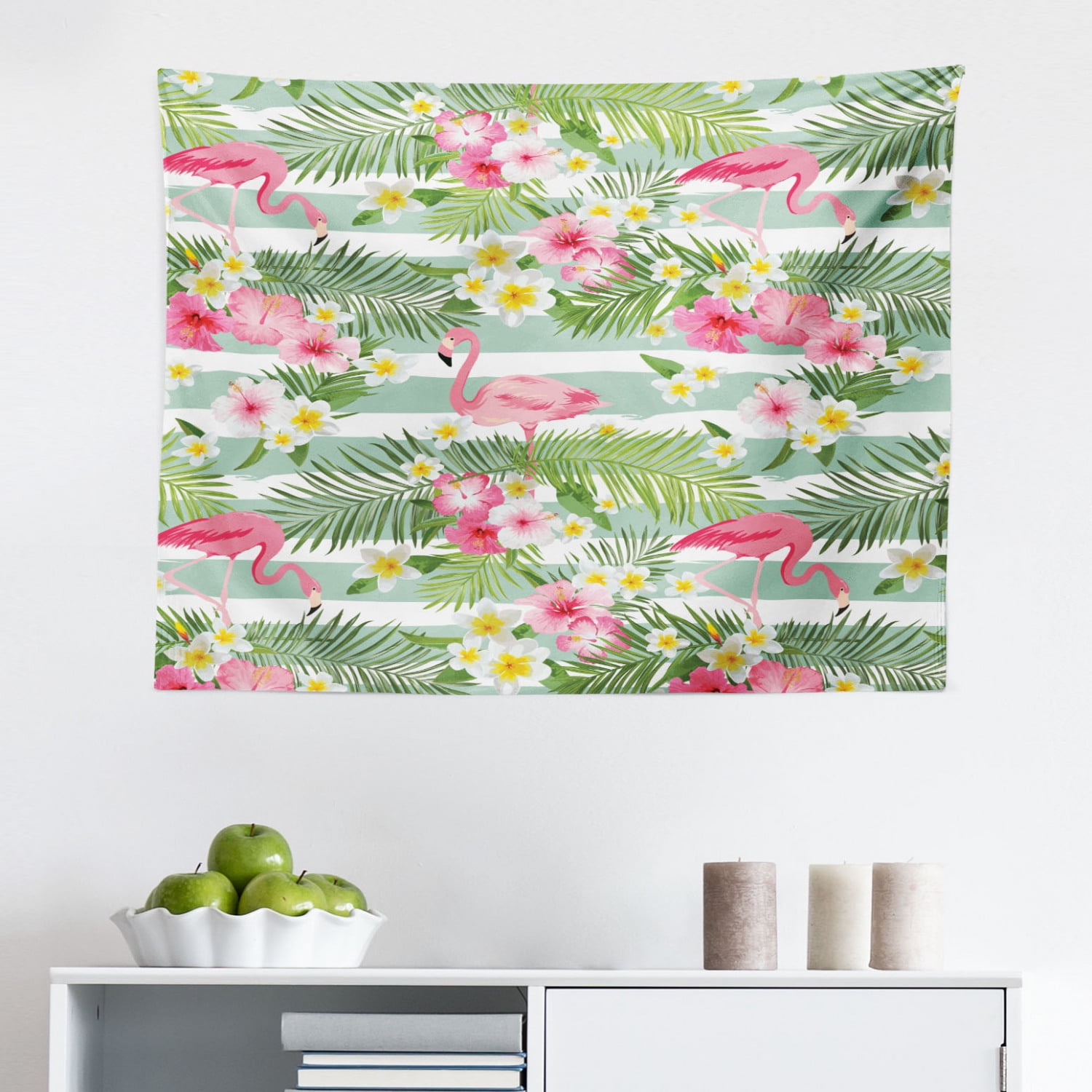 Flamingo Tapestry, Single Flamingo Rainbow Color Tie Dye Effect ...
