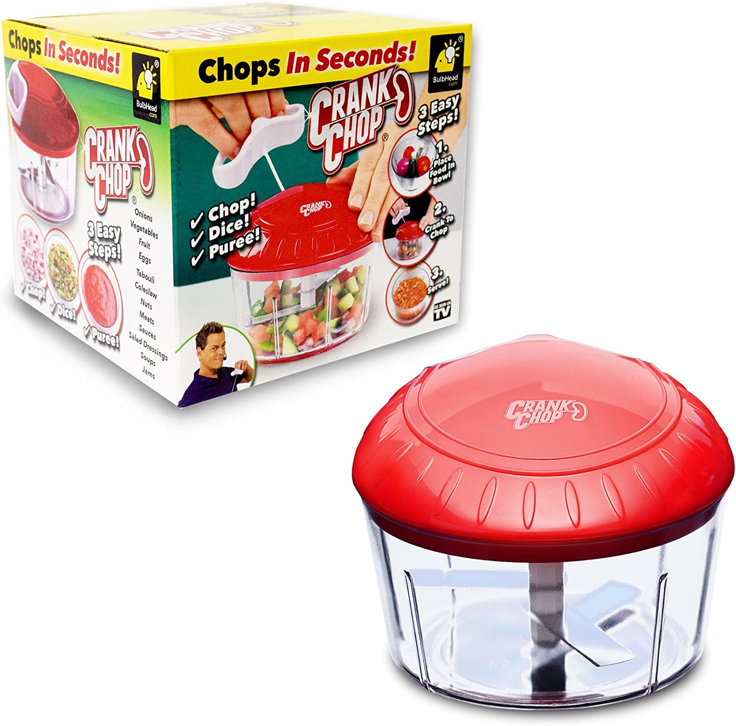 The Crank Chop Food Chopper, Equipped with Deluxe Japanese Blades ...